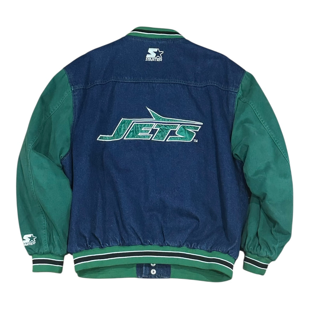 New York Jets Denim Varsity Jacket Sz S – Mr. Throwback NYC